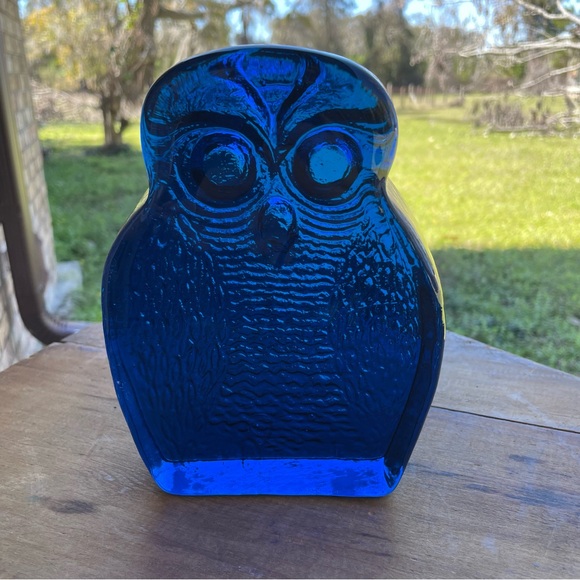 BLENKO | Art | Blenko Glass Bookend Owl Cobalt Blue Beauty Heavy Duty 7 ...